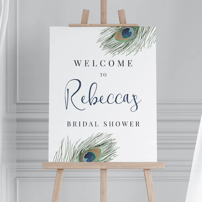 Peacock Feather Bridal Shower Welcome Sign | Zazzle