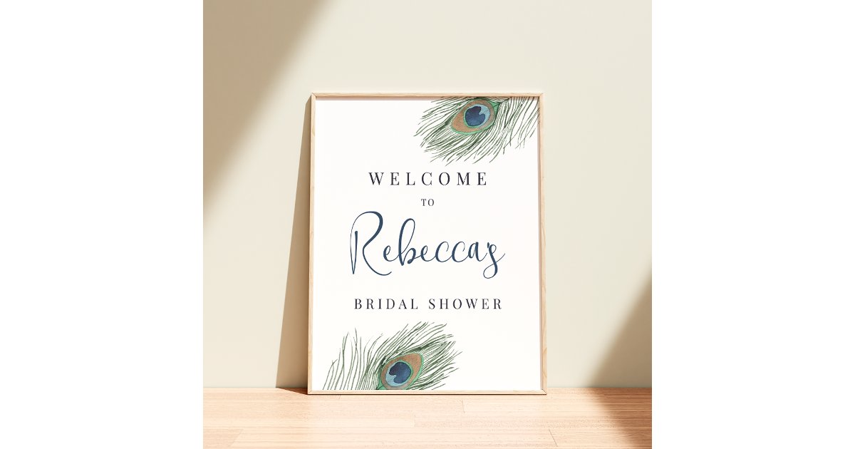 Peacock Feather Bridal Shower Welcome Sign | Zazzle