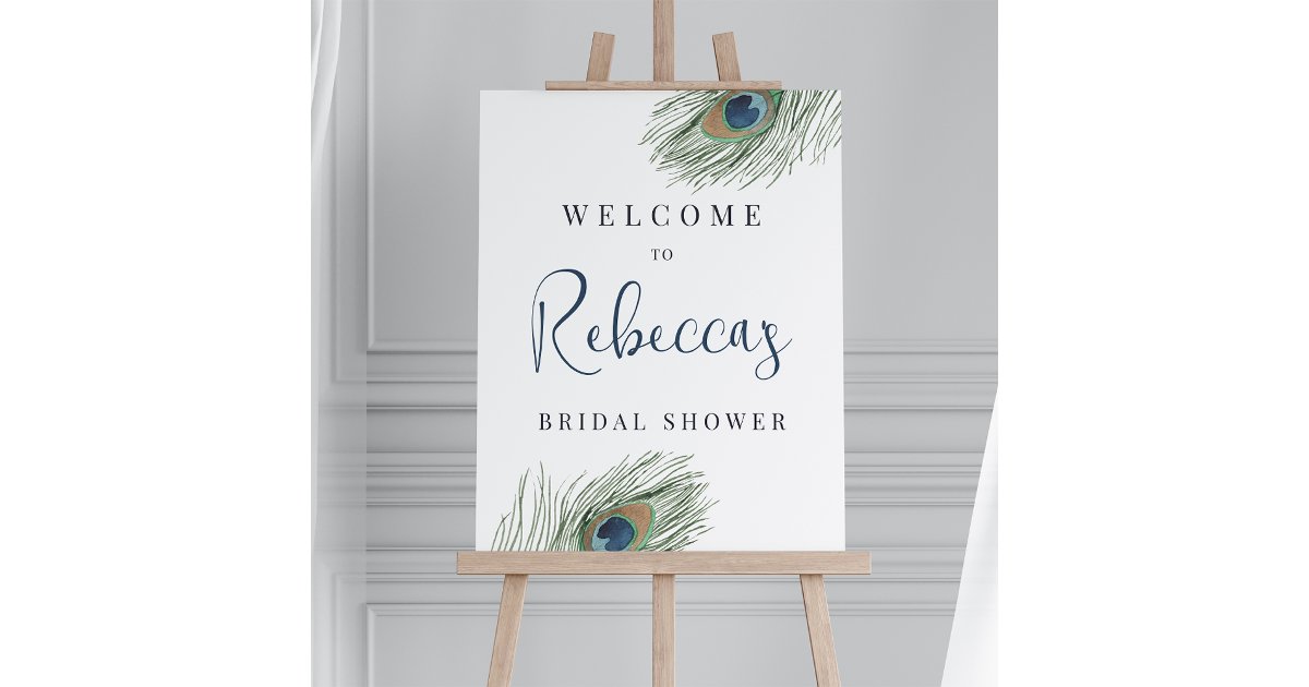 Peacock Feather Bridal Shower Welcome Sign | Zazzle