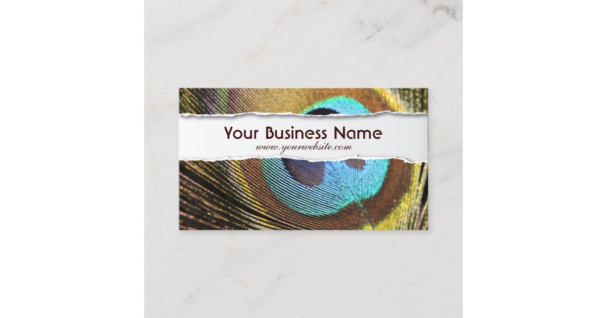 Peacock Feather business card | Zazzle