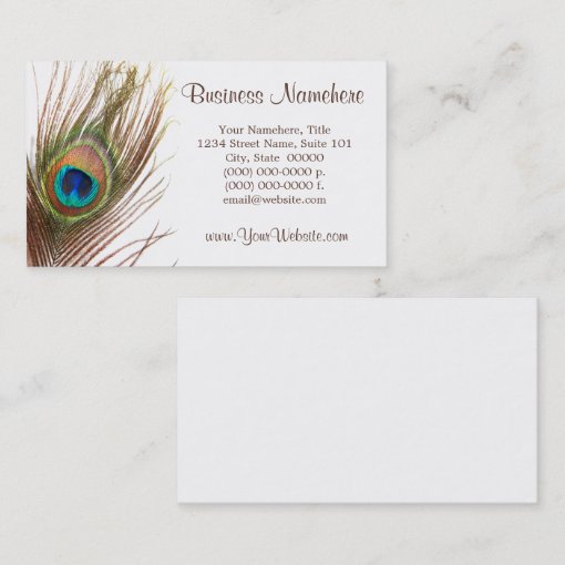 Peacock Feather Business Cards | Zazzle