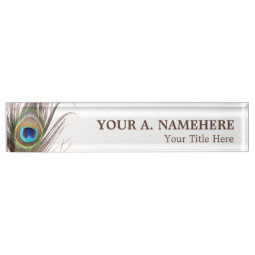 Peacock Feather Desk Nameplate | Zazzle