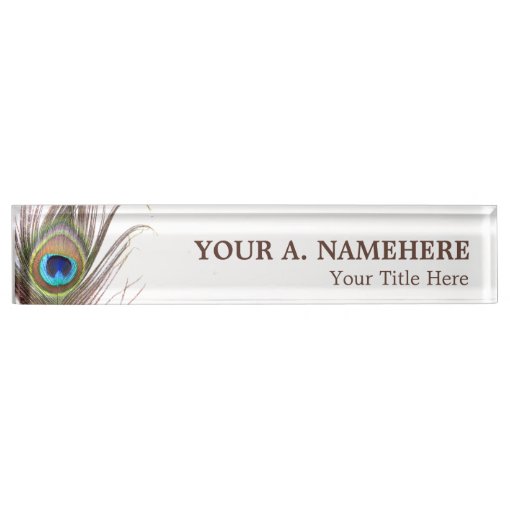 Peacock Feather Desk Nameplate | Zazzle
