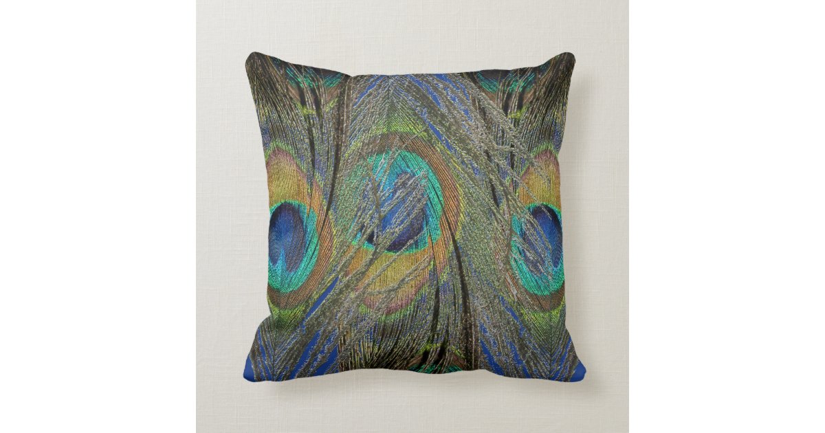 Peacock Feather Detail on Designer Cushions | Zazzle.com