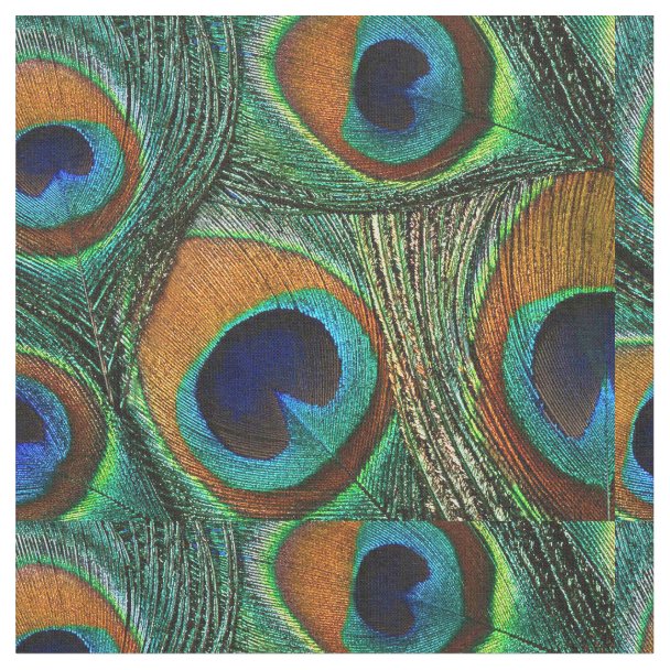 Peacock Feather Fabric - Green Teal Blue Navy | Zazzle.com