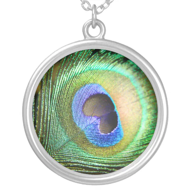 Peacock Feather Love Heart Necklace | Zazzle