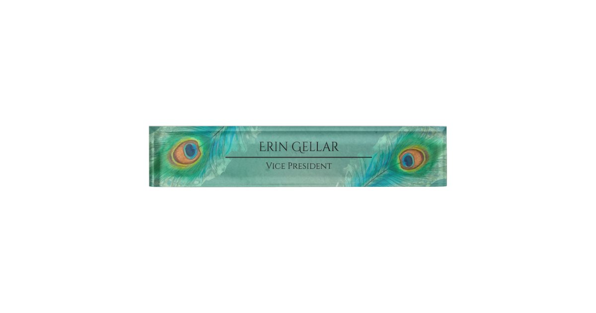 Peacock Feather Nameplate | Zazzle
