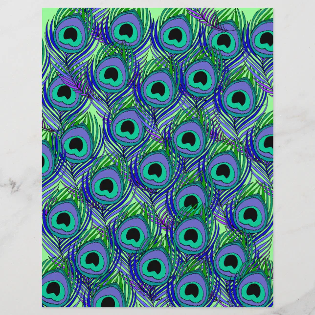 Peacock Feather Patterned Scrapbook paper | Zazzle