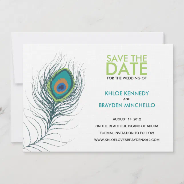 Peacock Feather Save the Date | Zazzle