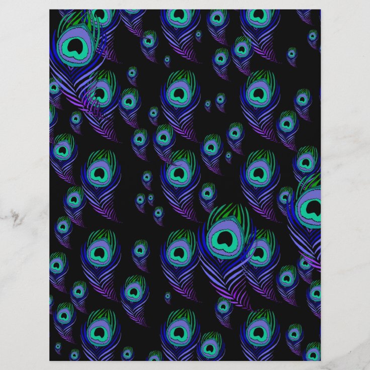 Peacock Feather scrapbook paper 8.5" x 11" | Zazzle