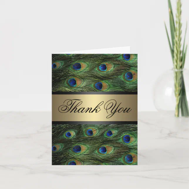 Peacock Feather Thank You Card | Zazzle
