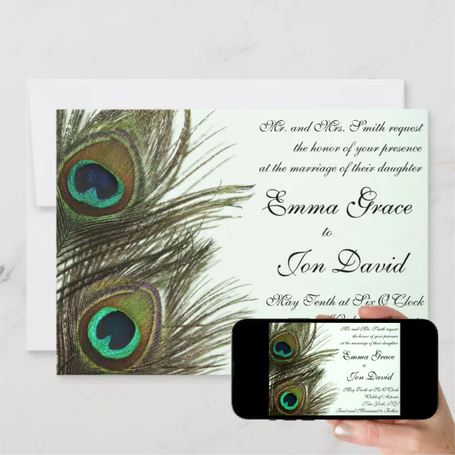Peacock Feather Wedding Invitation | Zazzle