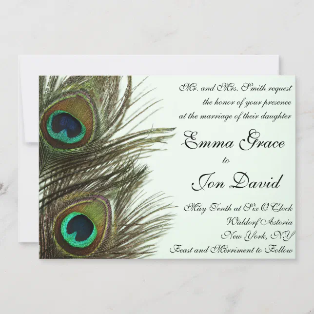 Peacock Feather Wedding Invitation | Zazzle