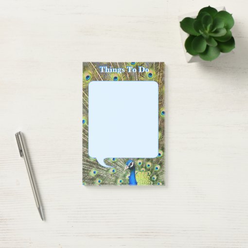 Peacock feathers & calligraphy Things To Do Post-it Notes | Zazzle