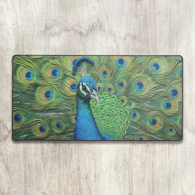 Peacock Feathers Desk Mat | Zazzle