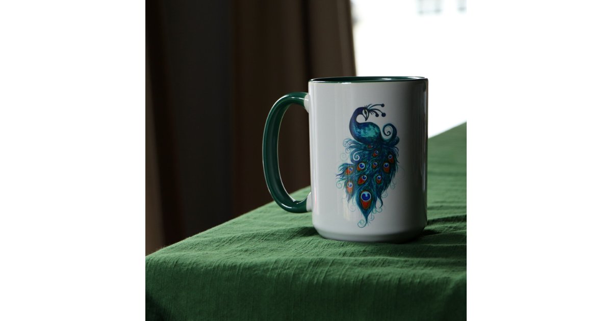 Peacock Feathers Teal Peacocks Mug | Zazzle