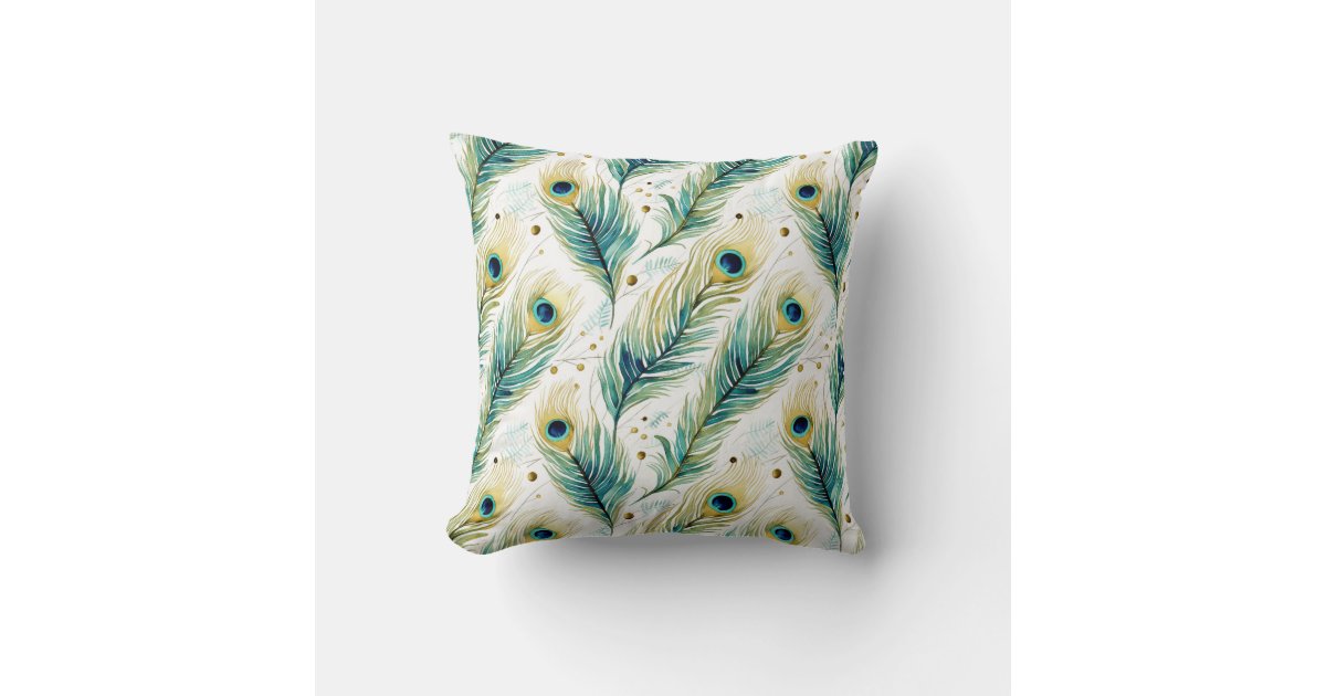 Peacock Feathers Throw Pillow | Zazzle