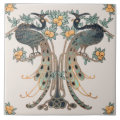 Peacock & Fruit Design by Mabel C. Dibble Art Deco Ceramic Tile | Zazzle
