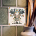 Peacock & Fruit Design by Mabel C. Dibble Art Deco Ceramic Tile | Zazzle