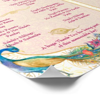 Peacock Hindu wedding details rituals program Poster | Zazzle