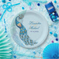 Peacock Lace Elegance Custom Paper Plates | Zazzle