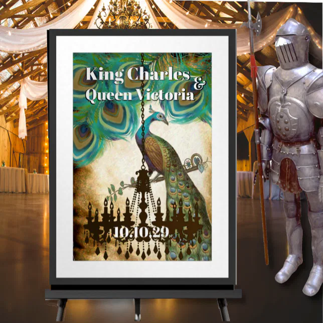 Peacock Medieval Renaissance Wedding Poster | Zazzle