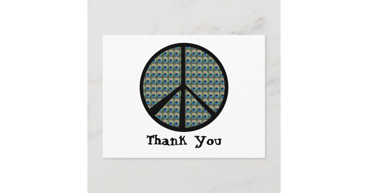 Peacock Peace Sign Postcard | Zazzle