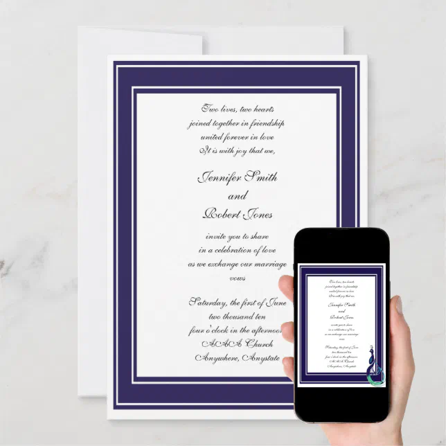 Peacock Purple, Teal, Green Wedding Invitation | Zazzle