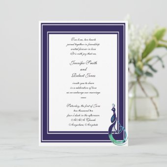 Peacock Purple, Teal, Green Wedding Invitation | Zazzle