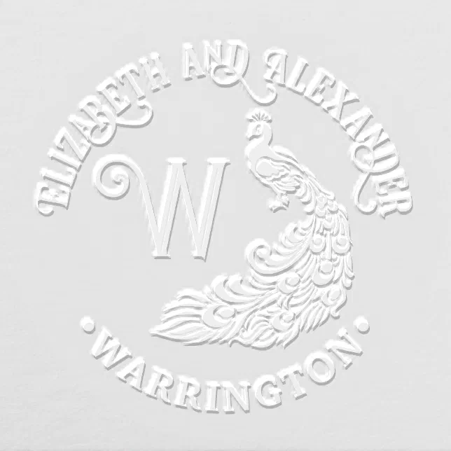 Peacock Silhouette #4 Couple Name Single Initial Embosser | Zazzle