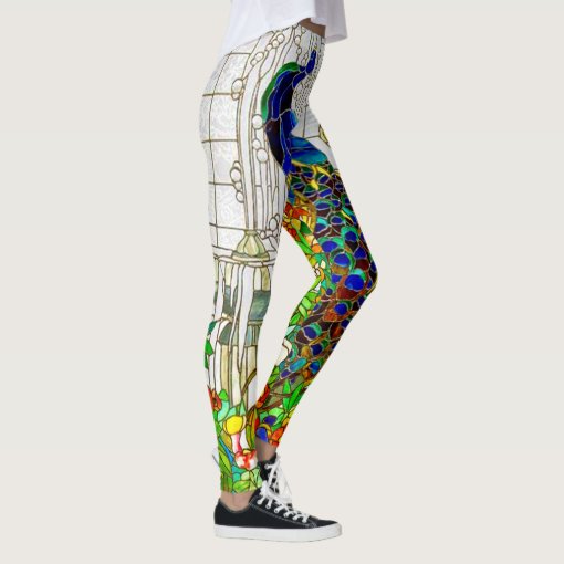 Peacock Stained Glass Yoga Pants Running | Zazzle