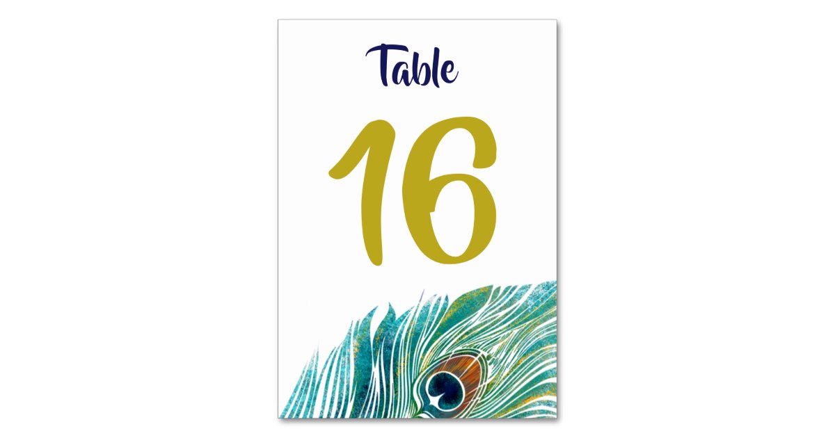 Peacock Table number card | Zazzle