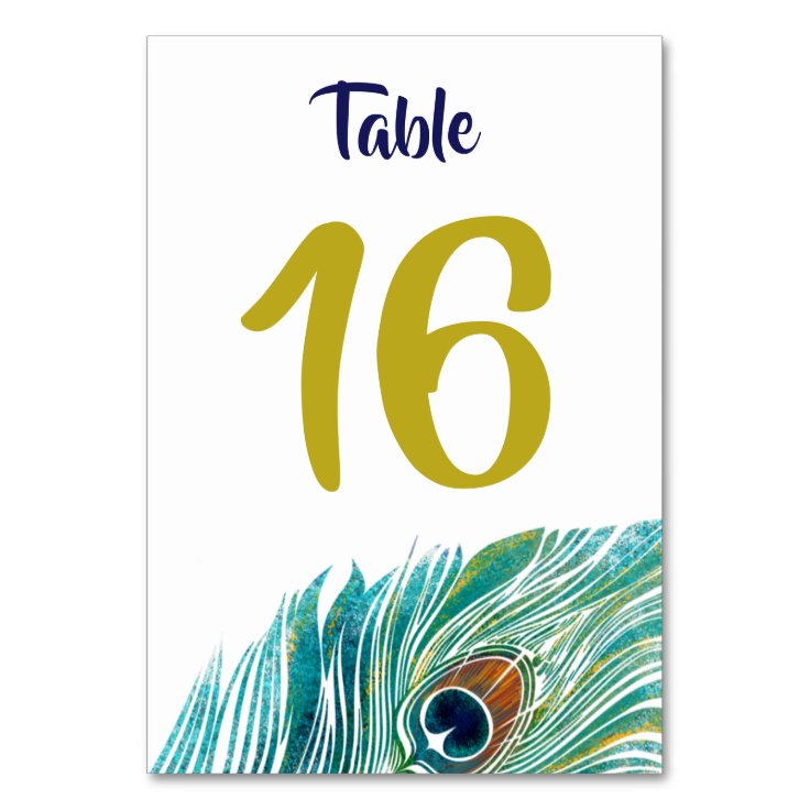 Peacock Table number card | Zazzle