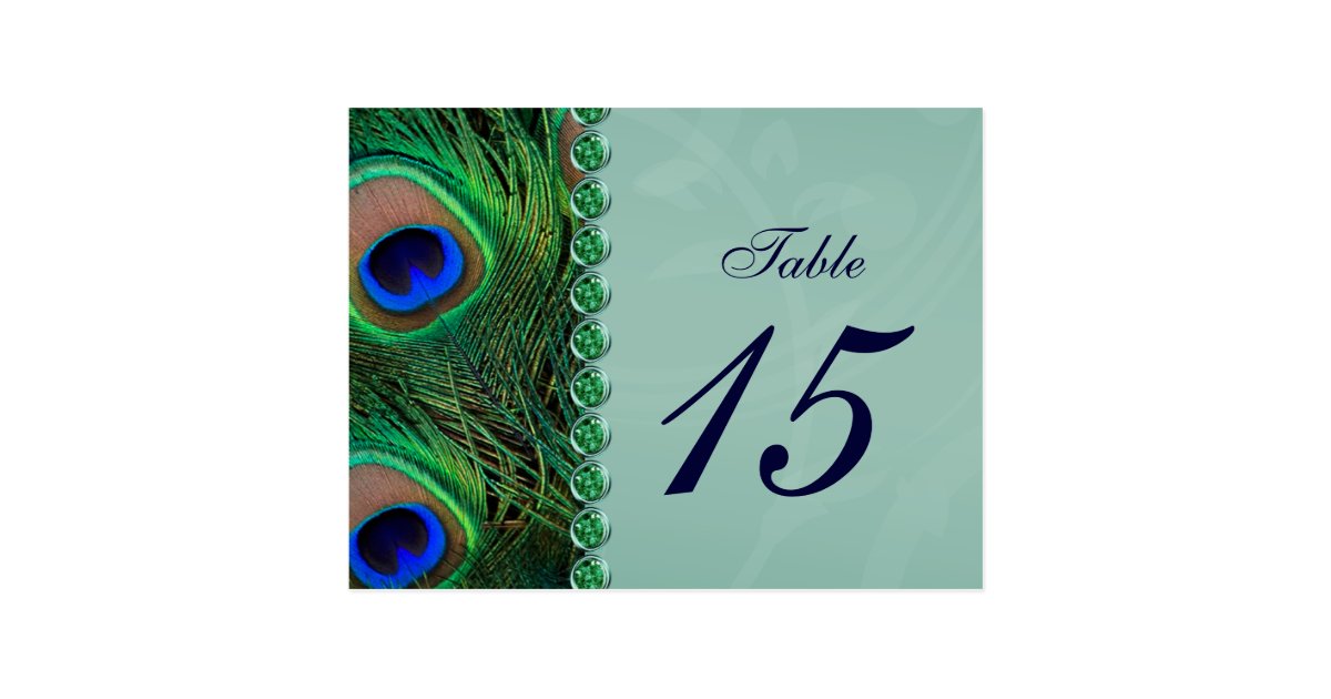 peacock table numbers postcards | Zazzle.com