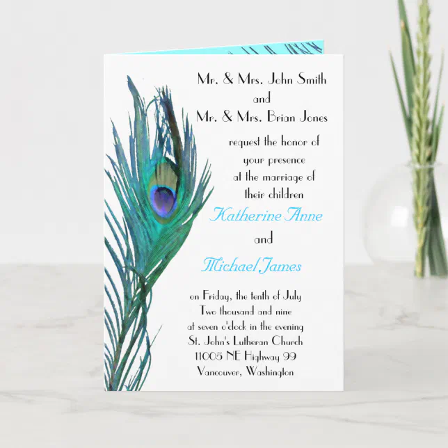 Peacock Wedding Invitation | Zazzle