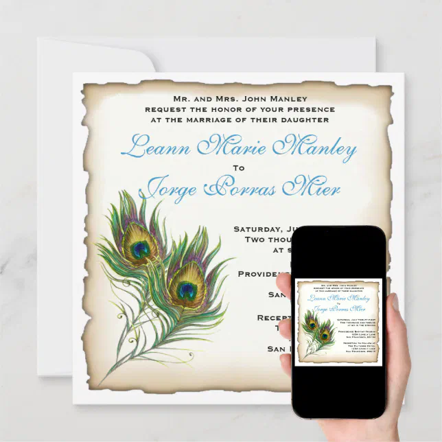 Peacock Wedding Invitation | Zazzle