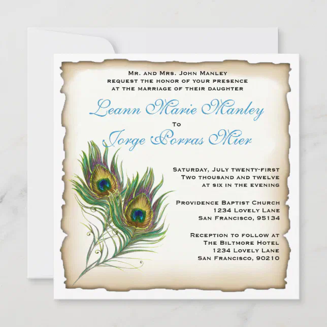 Peacock Wedding Invitation | Zazzle