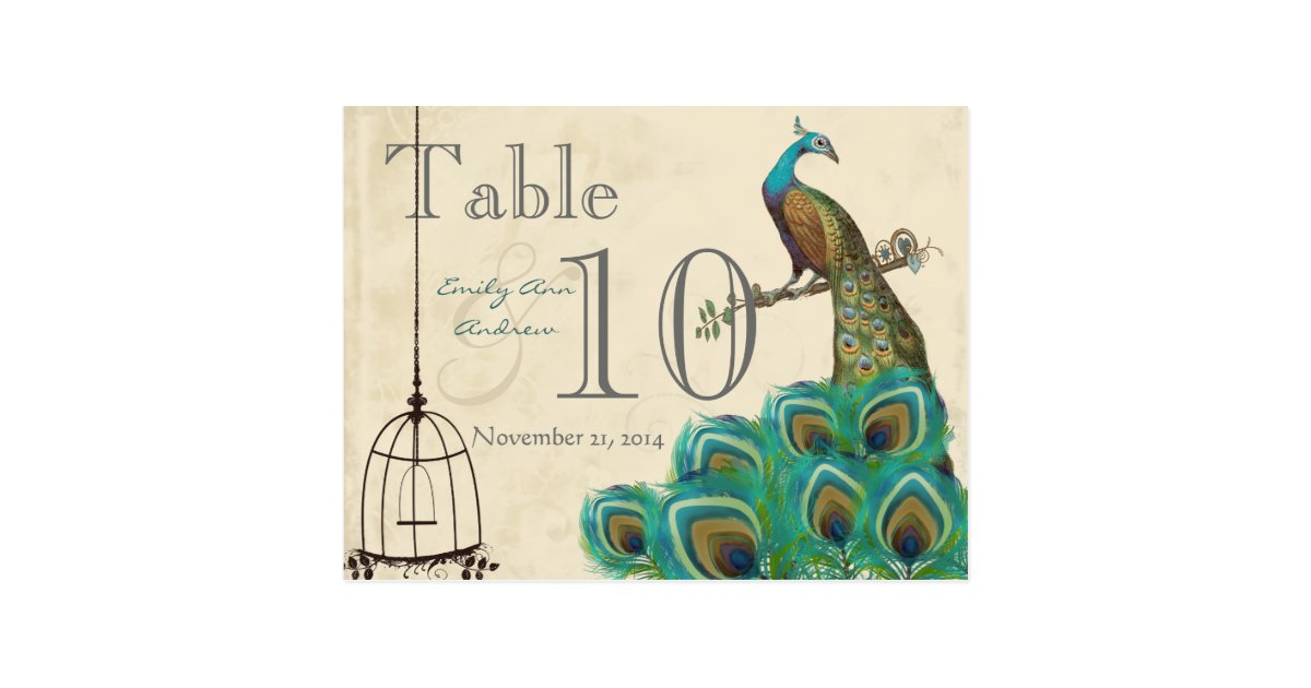 Peacock Wedding Table Number | Zazzle.com
