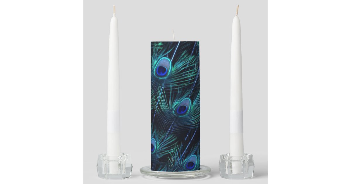 Peacock Wedding Unity Candles | Zazzle