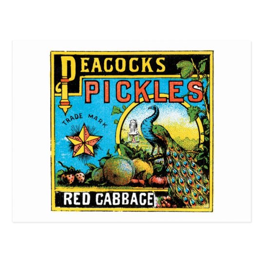 Peacock's Pickles Red Cabbage Label Postcard | Zazzle.com