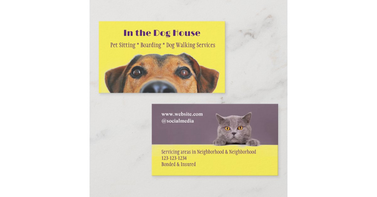Peaking Dog and Cat Pet Services Business Card | Zazzle