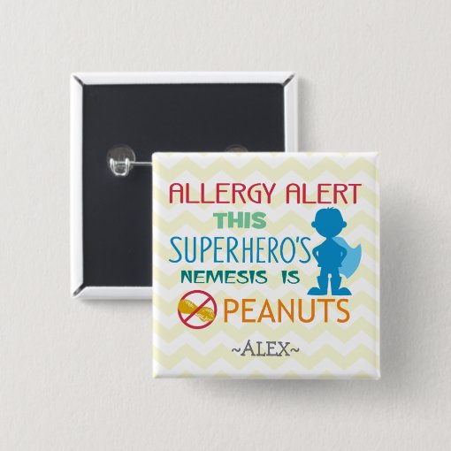 Peanut Allergy Alert Superhero Boy Button | Zazzle