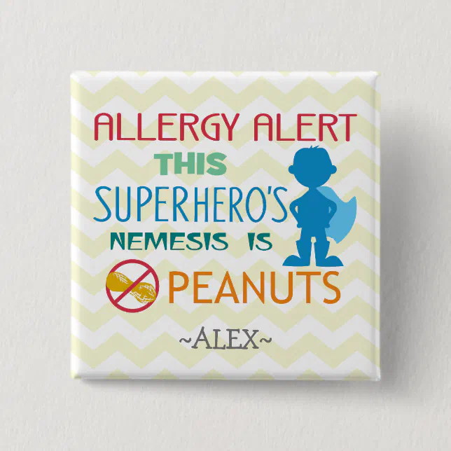 Peanut Allergy Alert Superhero Boy Button | Zazzle