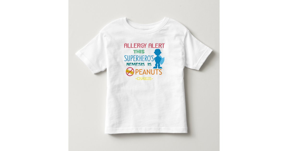 Peanut Allergy Alert Superhero Boys Shirt | Zazzle