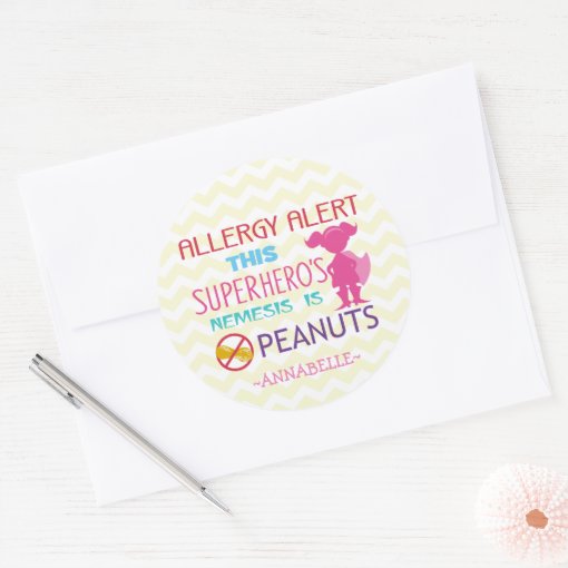Peanut Allergy Alert Superhero Girl Stickers | Zazzle