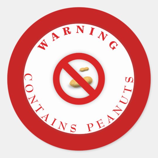 Peanut Allergy Warning Sticker | Zazzle.com