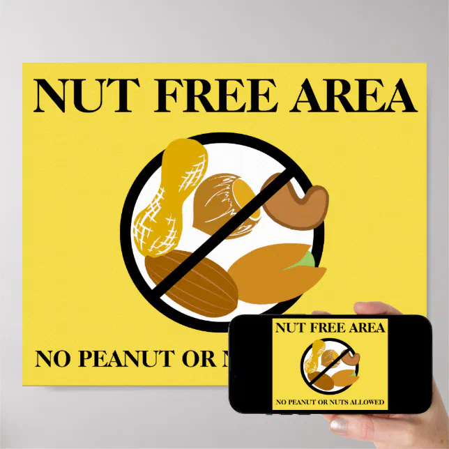 Peanut and Tree Nut Free Area for School or Office Poster | Zazzle