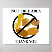 Peanut and Tree Nut Free Area for School or Office Poster | Zazzle