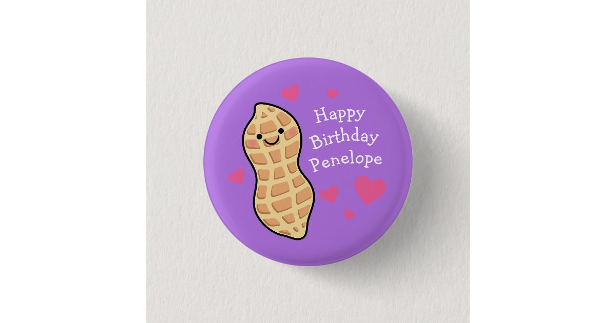 Peanut Birthday Party Cute Kids Cartoon Nut Button | Zazzle