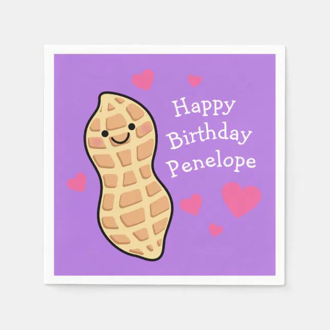 Peanut Birthday Party Cute Kids Cartoon Nut Napkins | Zazzle